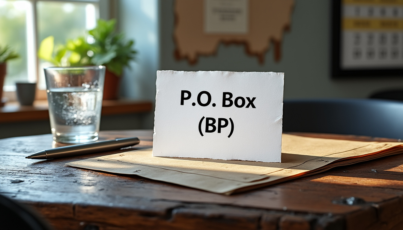 Exemple d’adresse postale pour une boîte postale (BP)